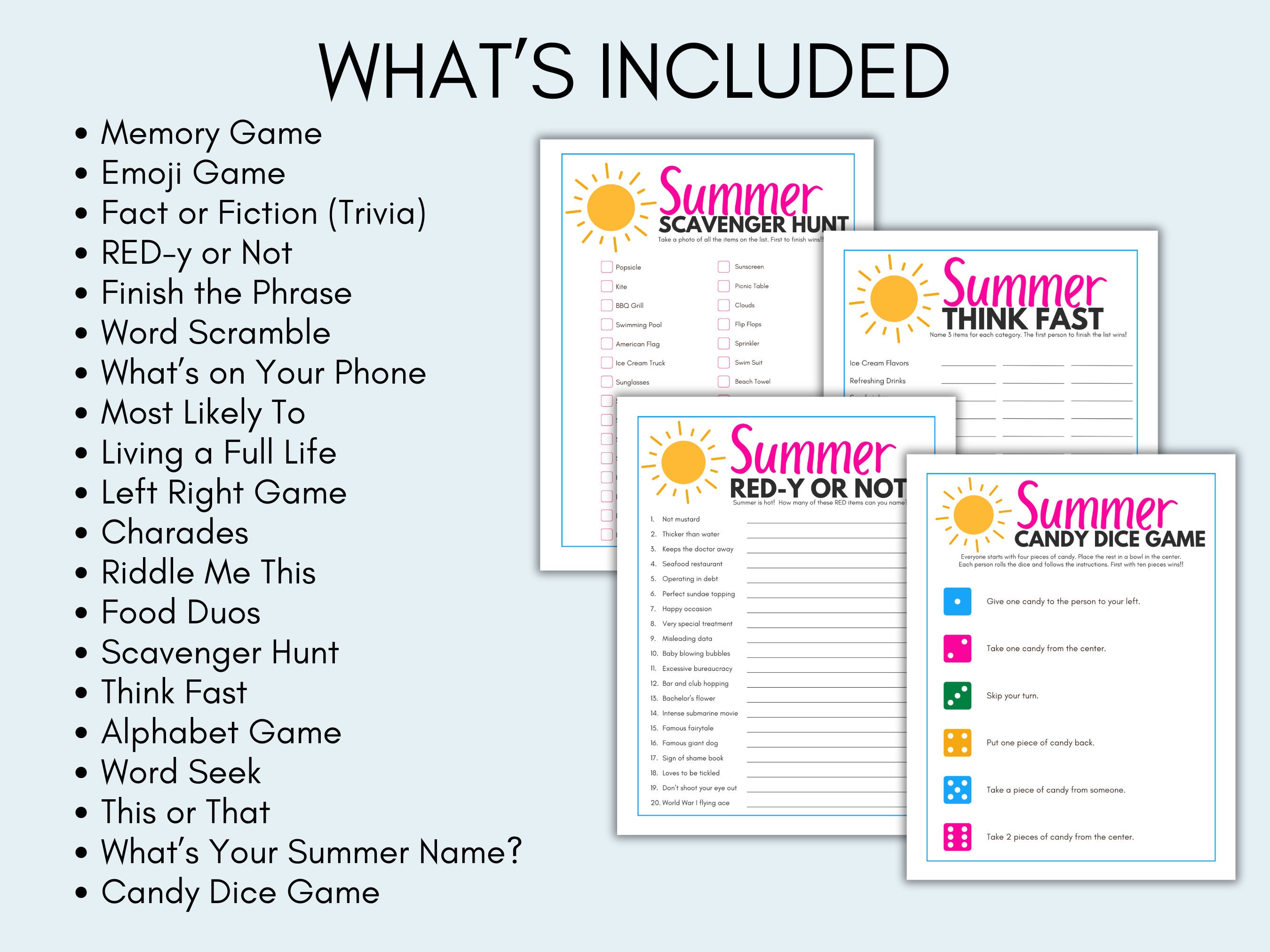 Summer Game Bundle, Beach Party Games, Pool Party Games, Summer ...