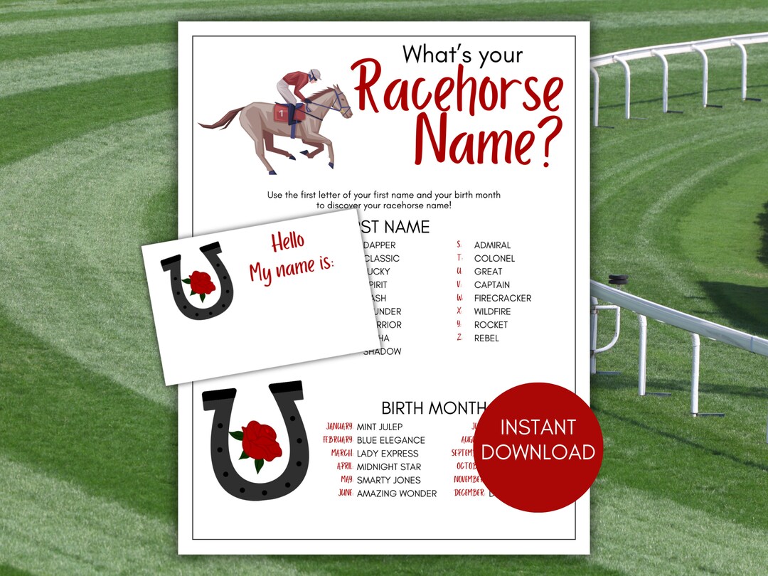 What's Your Racehorse Name, Name Game With Nametags and Sign, Horse ...