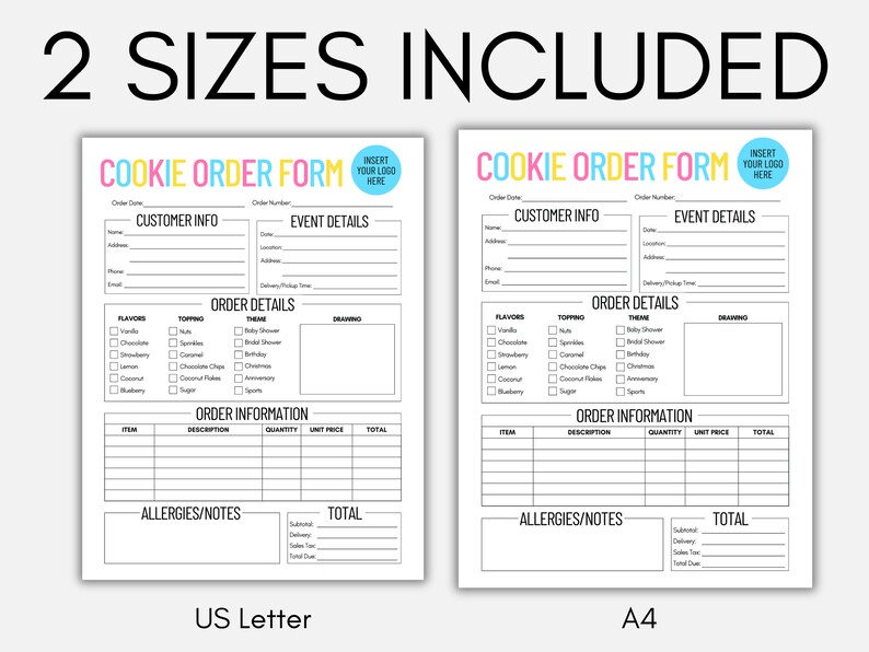 Cookie Order Form Template, Editable Canva Template, Bakery Form, Home ...