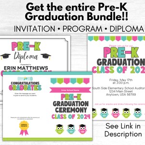 Pre-k Diploma Template, Pre-k Graduation, Printable Prek Graduation ...