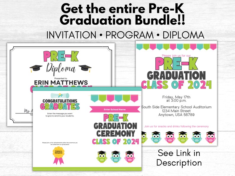 Pre-k Diploma Template, Pre-k Graduation, Printable Prek Graduation ...