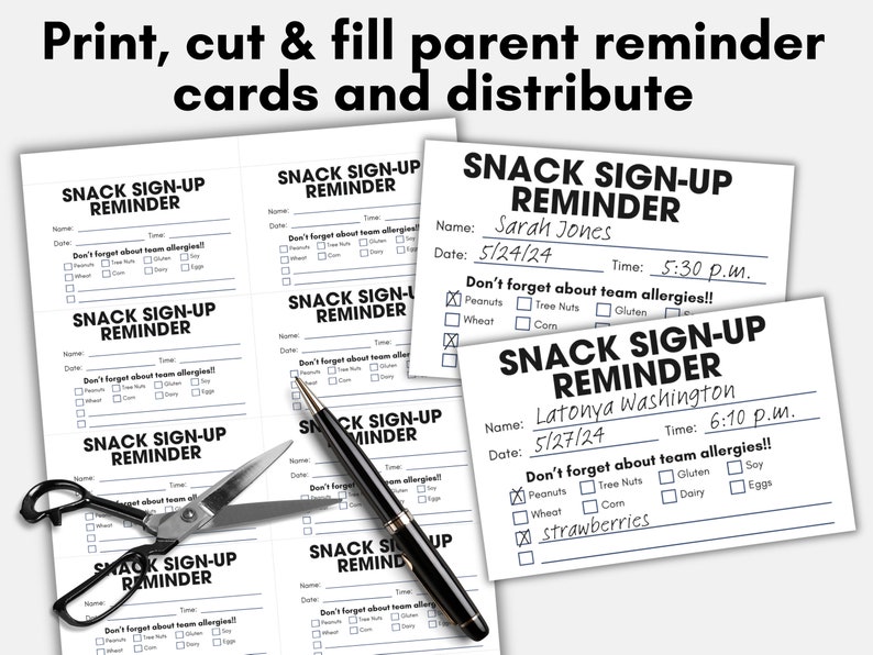 Soccer Snack Sign up Sheet, Soccer Snack Schedule Template, Team Mom ...