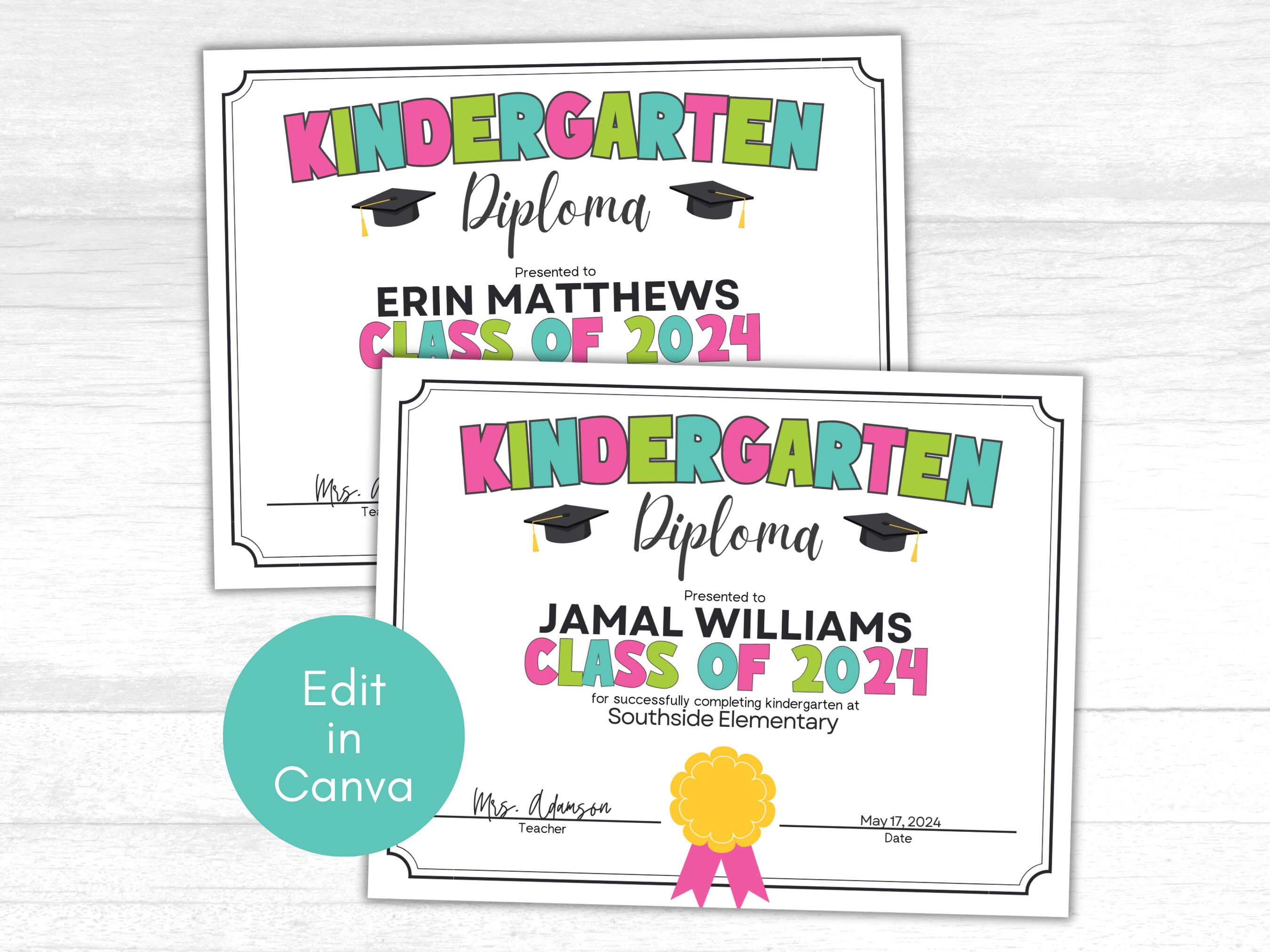 Editable Kindergarten Diploma Template, Kindergarten Graduation ...