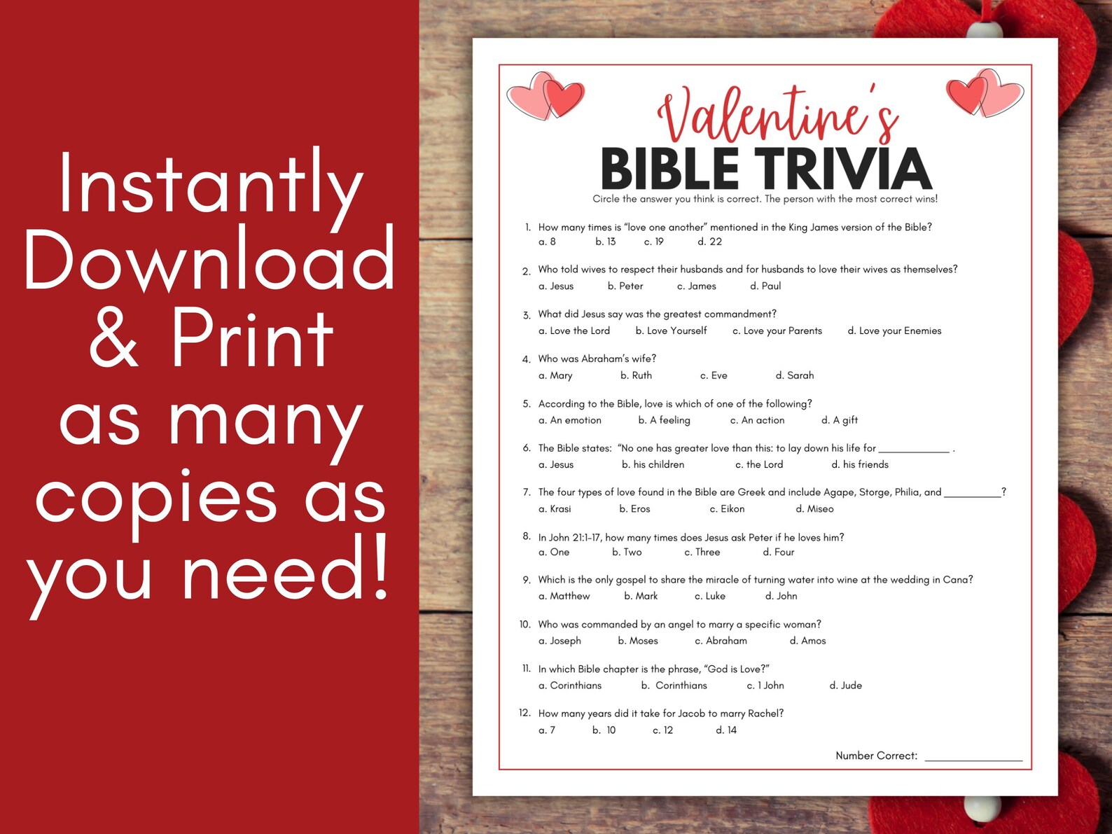 Valentine's Bible Trivia Game, Christian Valentine's Trivia Game ...