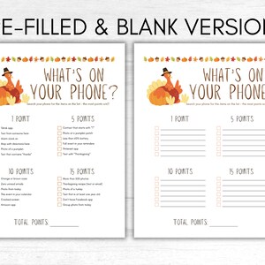 Editable Thanksgiving What's on Your Phone Game, Printable Thanksgiving ...