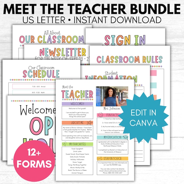 Meet the Teacher Template - Etsy