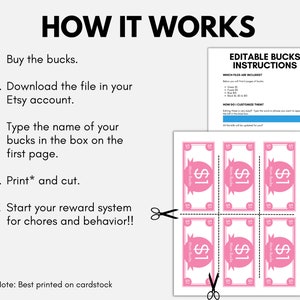 Editable Reward Bucks Printable, Behavior Bucks, Mom Bucks Daddy Bucks ...