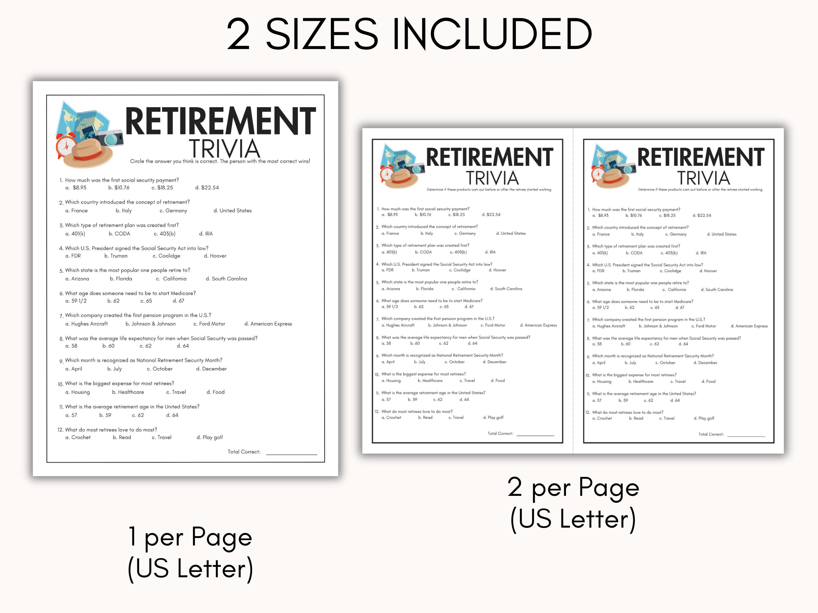Retirement Trivia Game, Retirement Quiz, Fun Farewell Idea, Office ...
