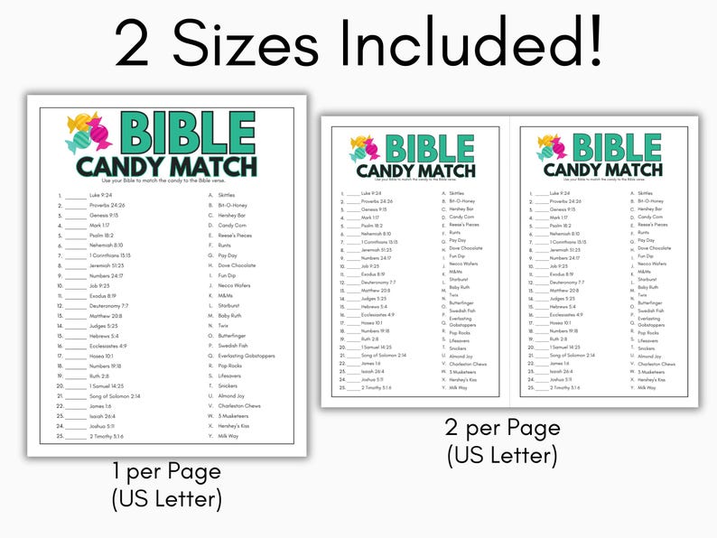 Bible Candy Match Game, Bible Match Party, Bible Games for Kids, Bible ...