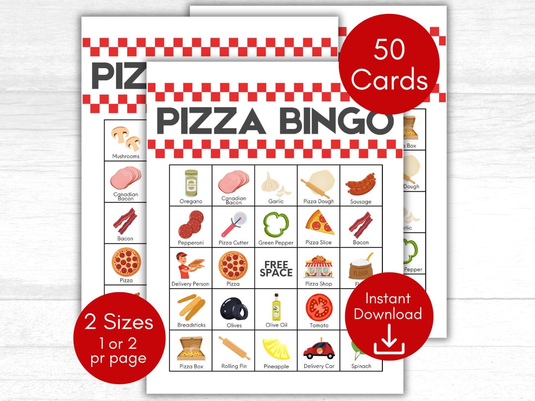 Pizza Bingo, Pizza Party Bingo, Pizza Party Game, Printable Bingo Game ...