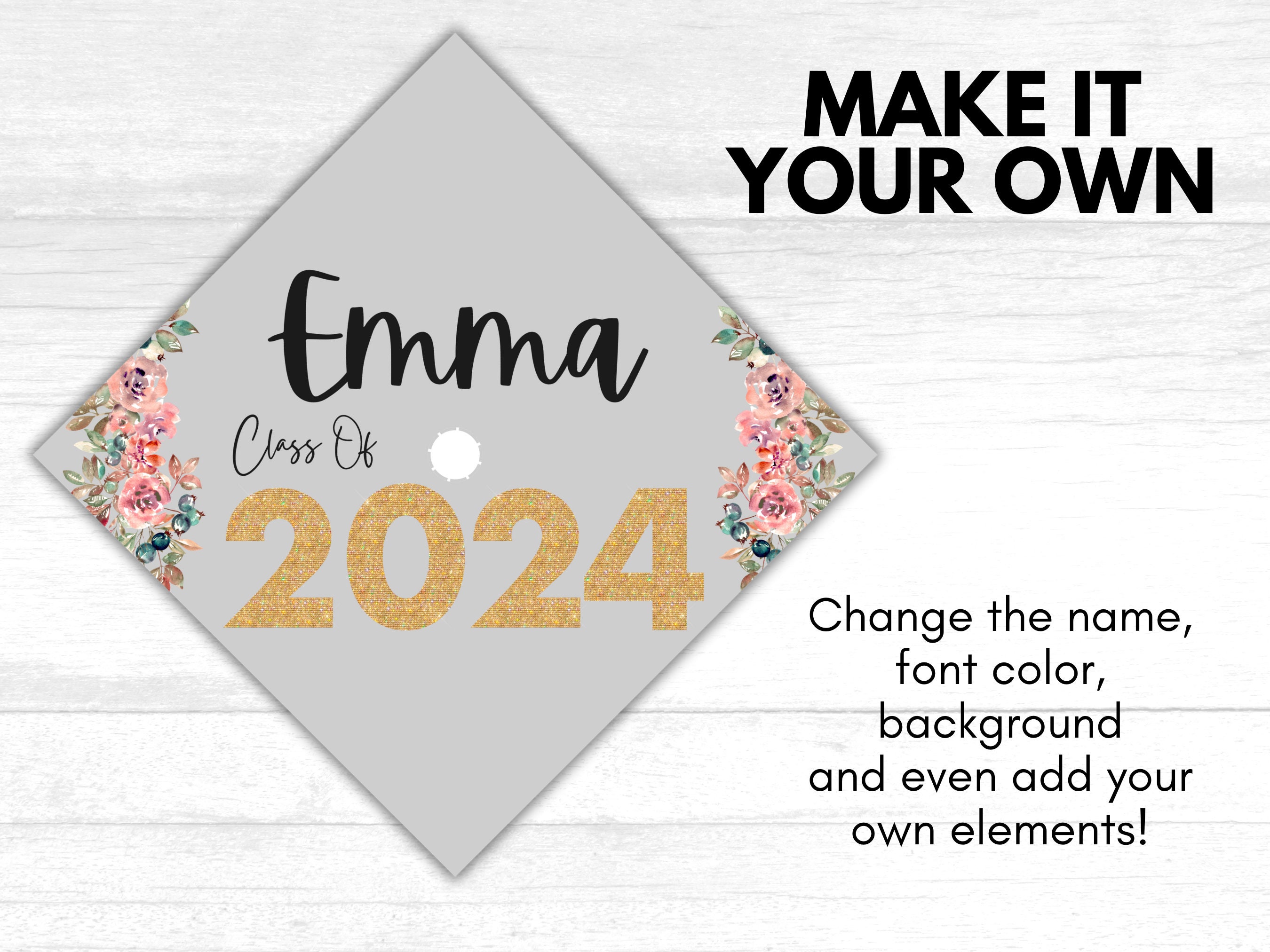 Personalized Graduation Cap Topper Canva Template, Editable Graduation ...