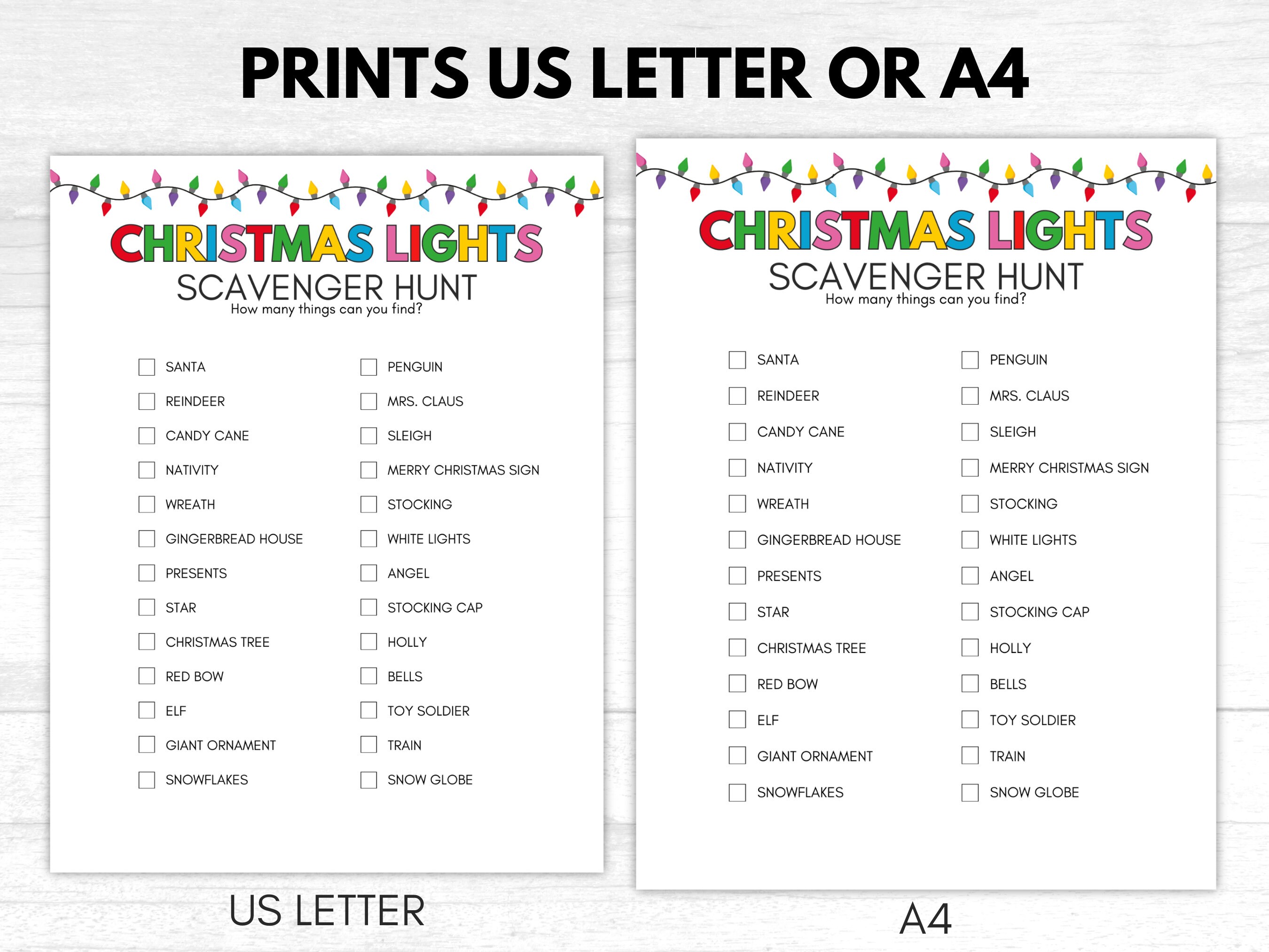 Christmas Lights Scavenger Hunt Holiday Scavenger Hunt - Etsy