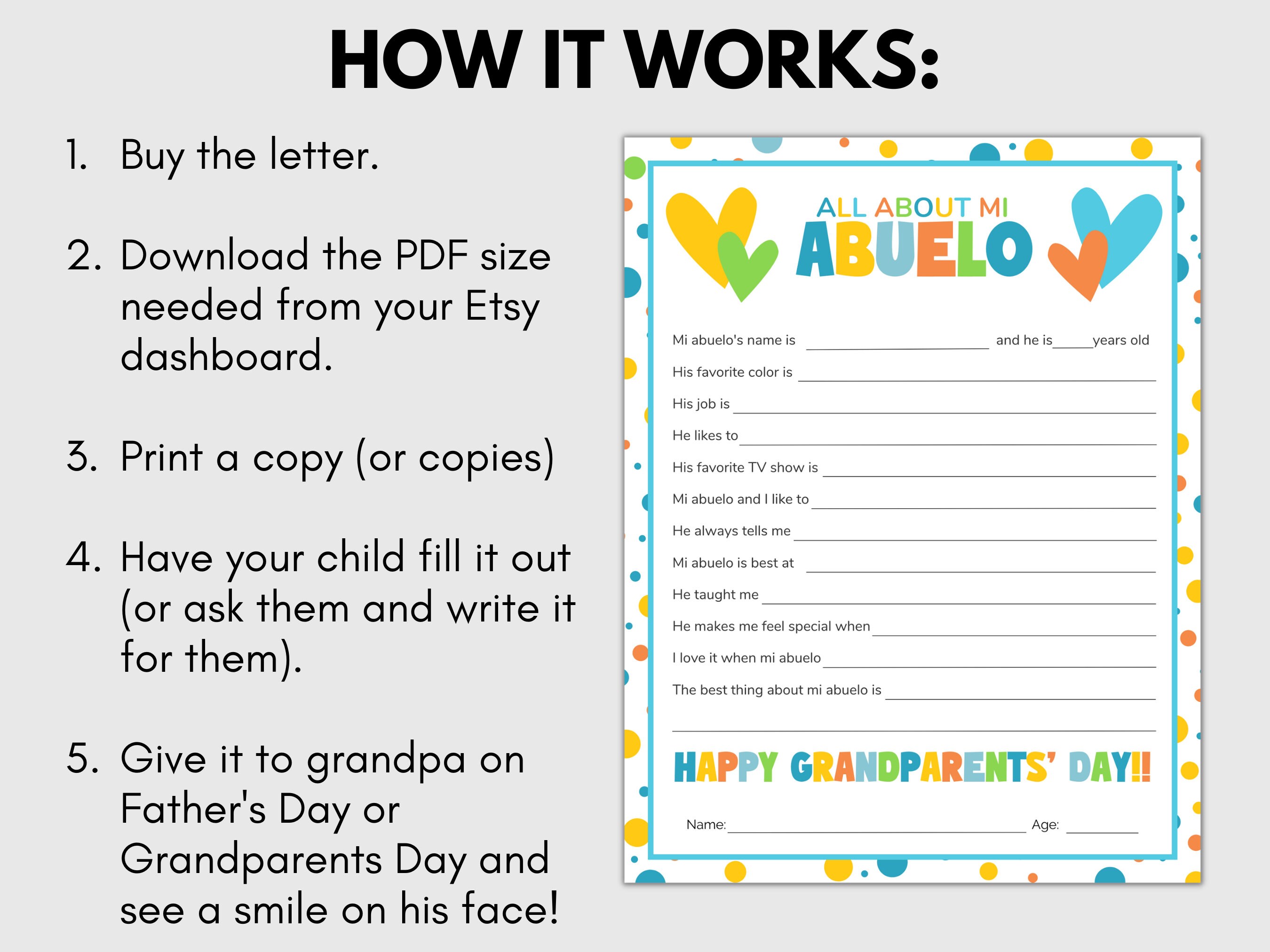 All About Mi Abuelo Printable, Grandpa Father's Day Gift, All About ...