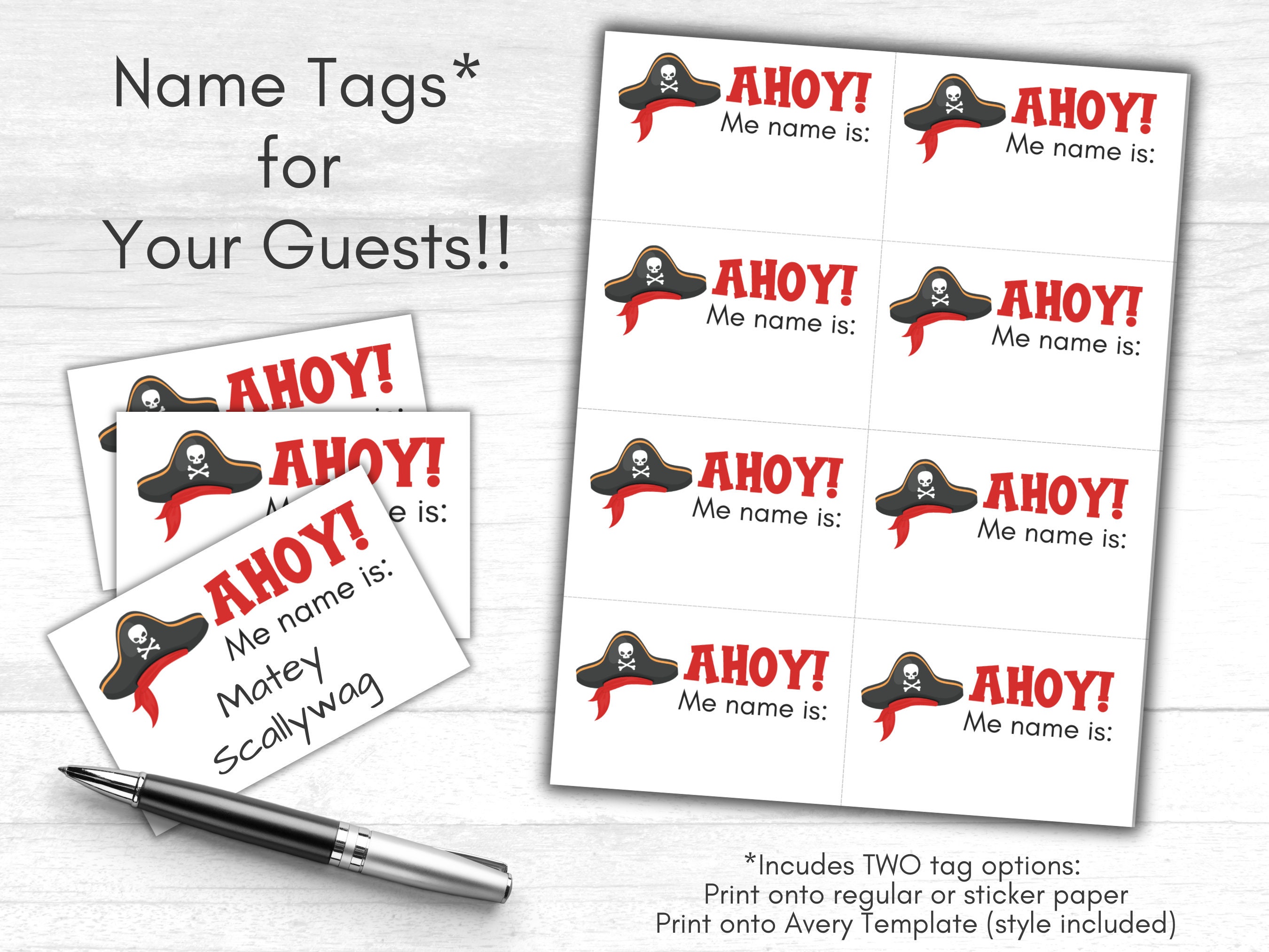 What's Your Pirate Name Game With Sign and Name Tags, Pirate Birthday ...
