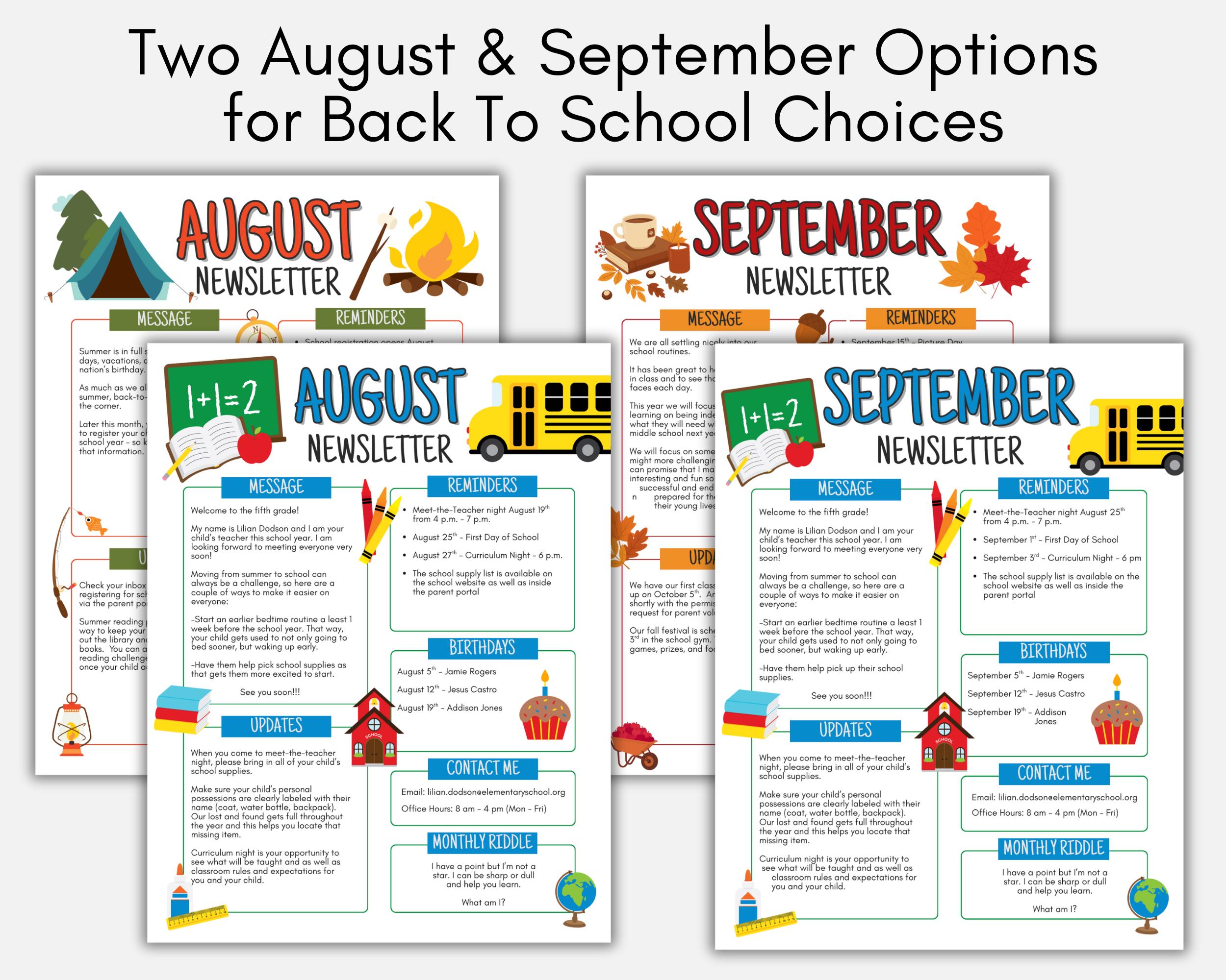 12 Month Newsletter Template, Monthly Classroom Newsletter, Daycare ...