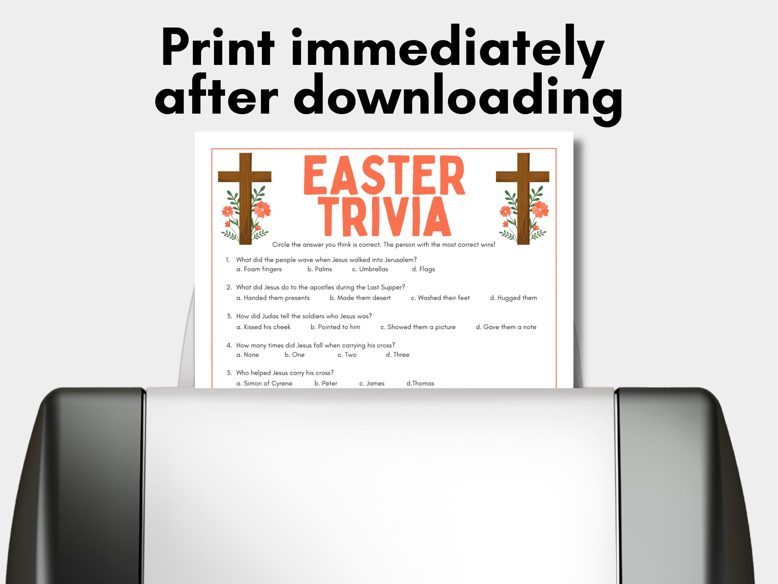 Easter Trivia, Easter Bible Trivia Game, Easter Story Trivia Game, Holy ...