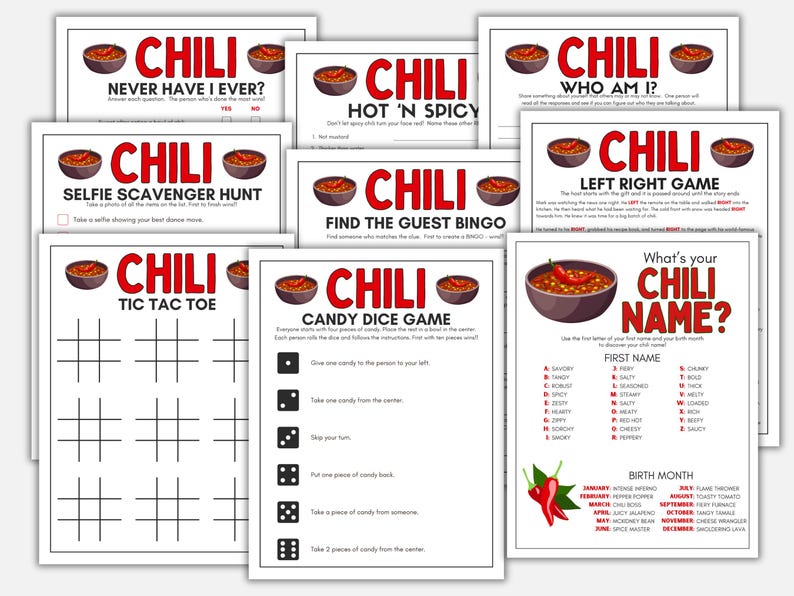 Chil Games Bundle, Chili Cook-off Games, Chil Party Games, Chili Cook ...