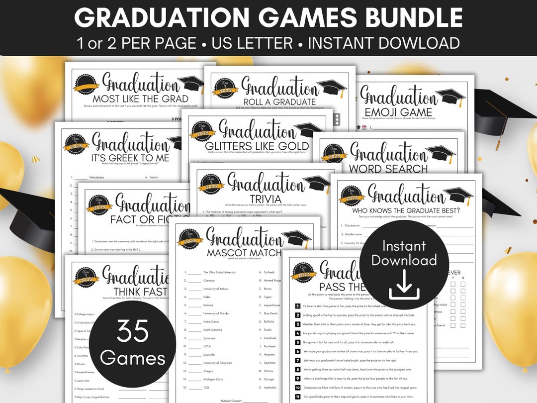 2025 Graduation Party Games, Printable Graduation Games, Class of 2025 ...