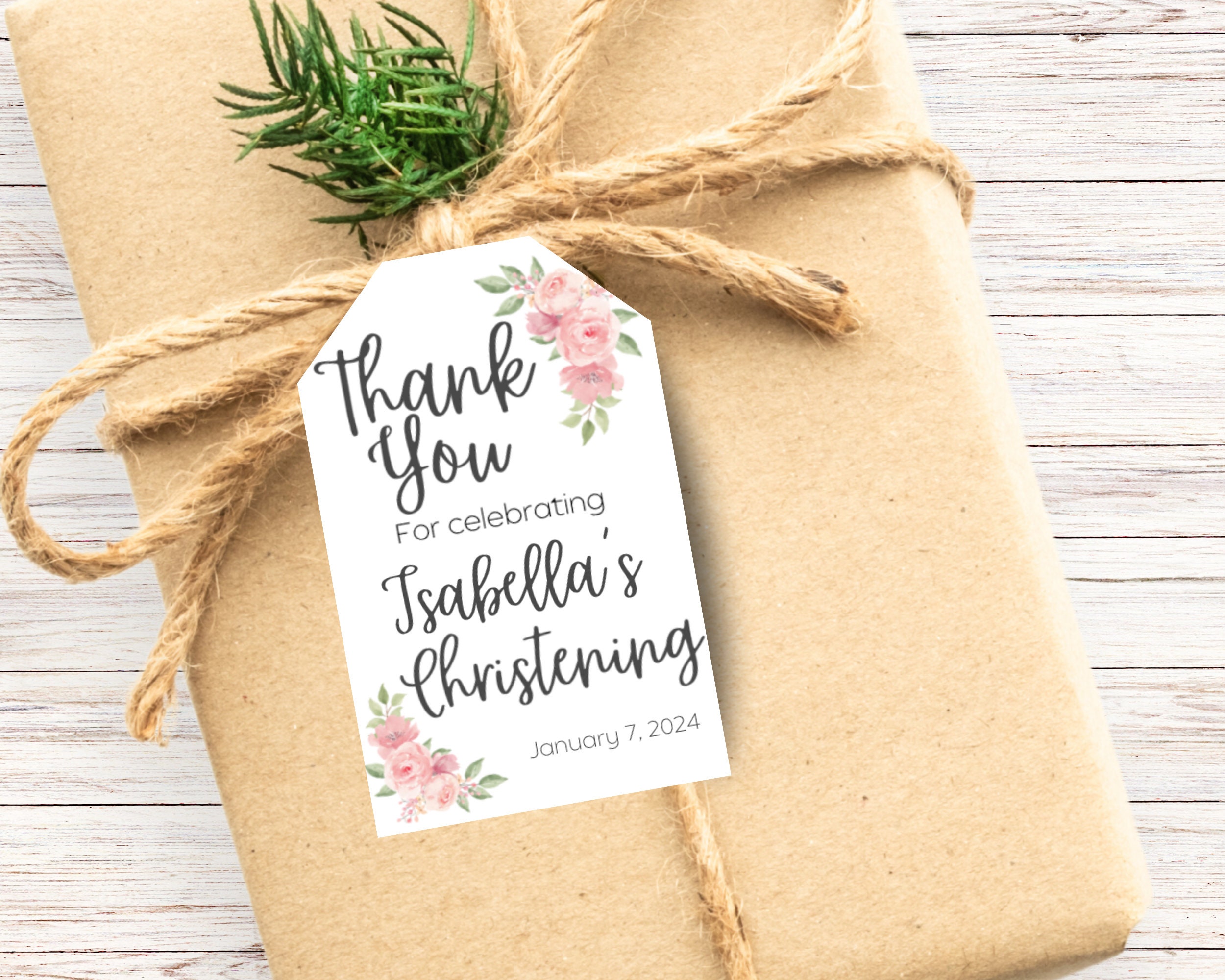 Baptism Favor Tag Template Printable Christening Tag Thank - Etsy