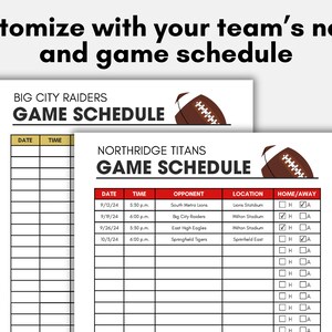 Editable Football Game Schedule Template, Football Schedule Template ...