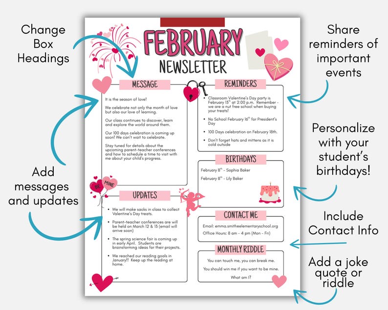 12 Month Newsletter Template, Monthly Classroom Newsletter, Daycare ...