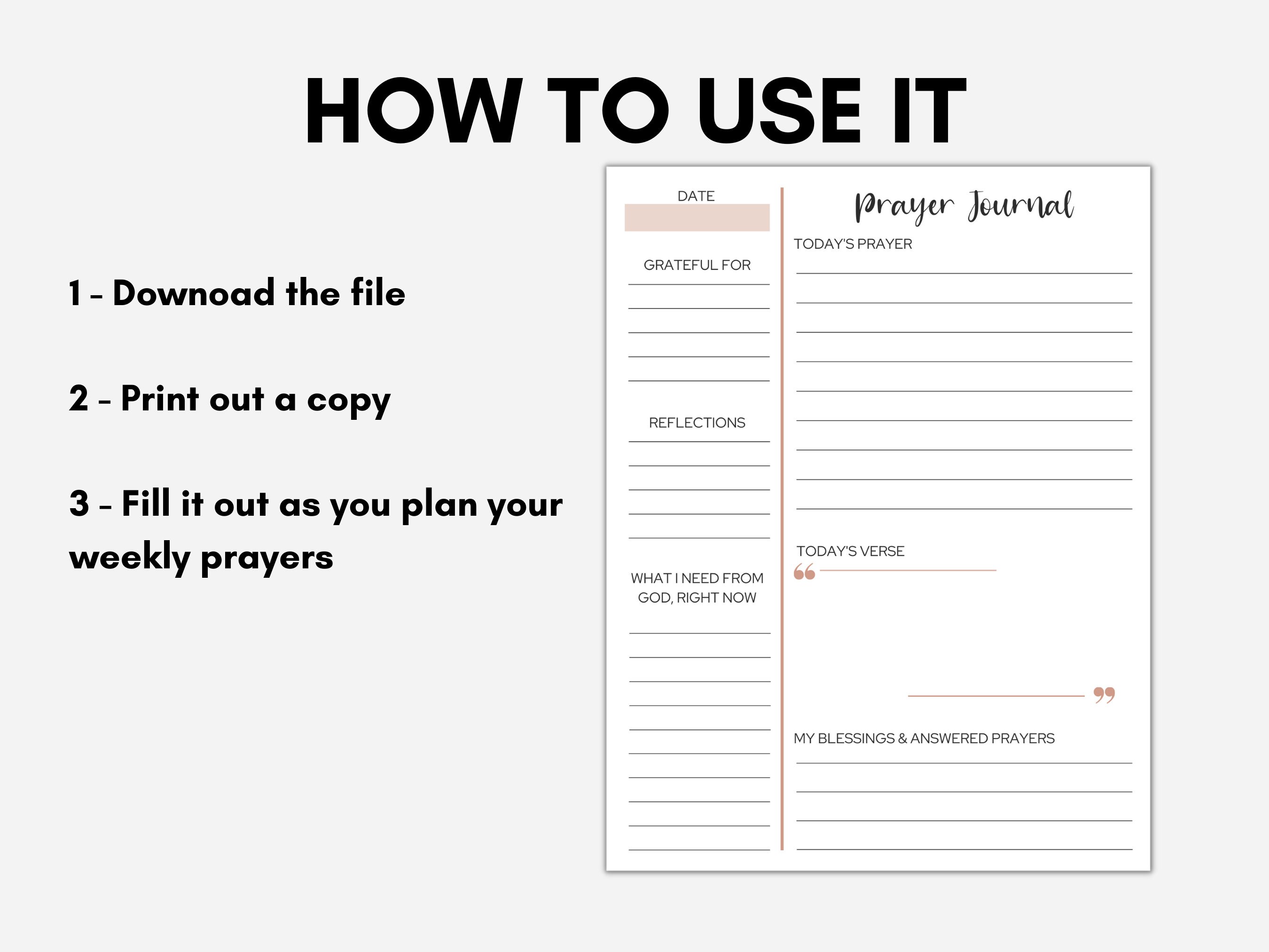 Prayer Journal Printable Gratitude Journal Bible Prayer Etsy