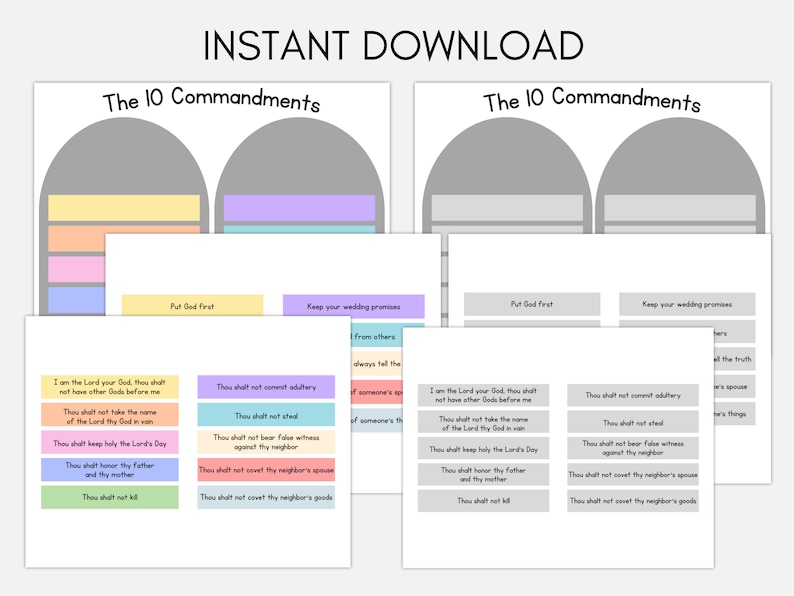 10 Commandments Craft, Catholic Puzzle Activity, Digital Catholic ...