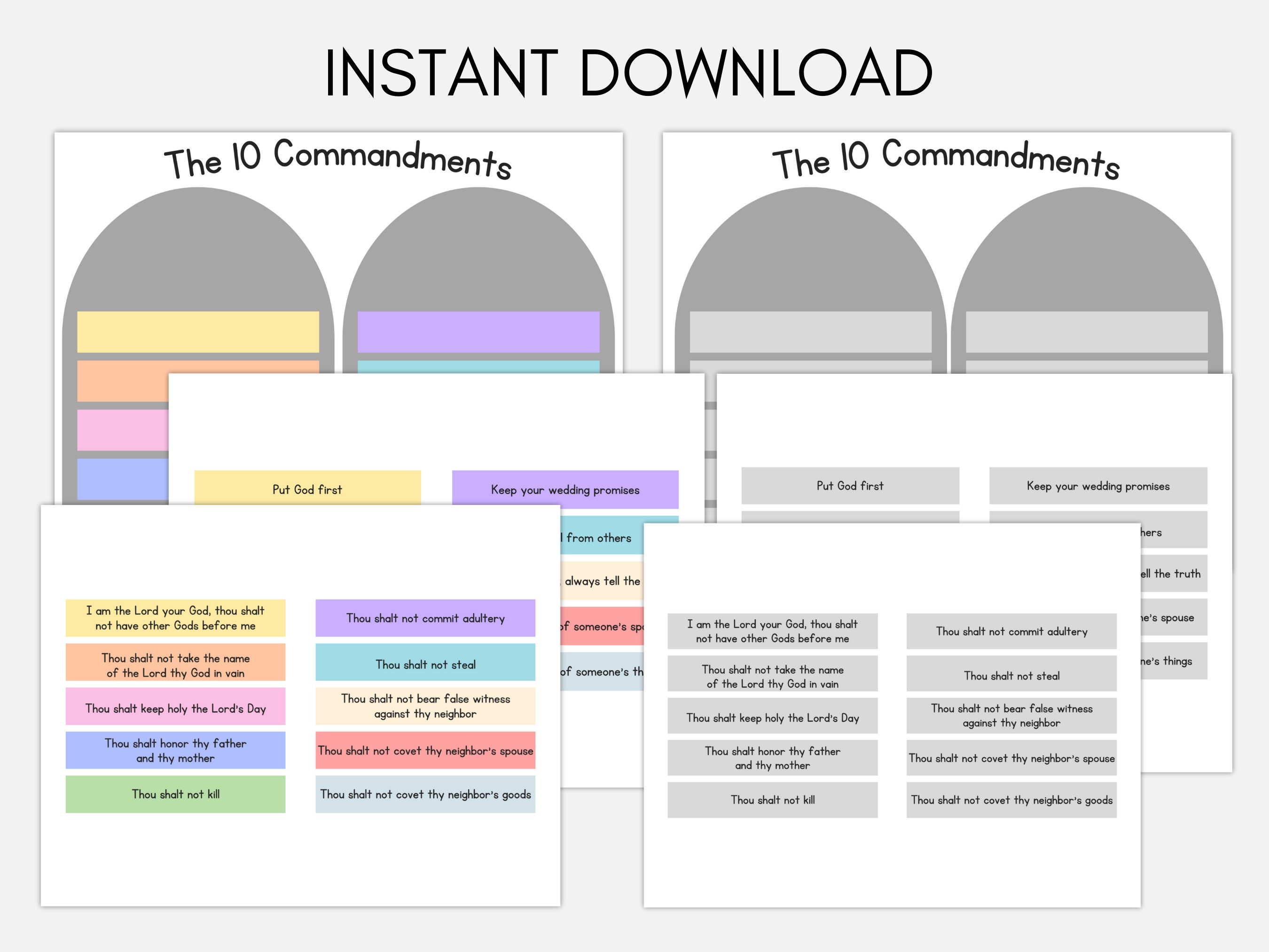 10 Commandments Craft, Catholic Puzzle Activity, Digital Catholic ...