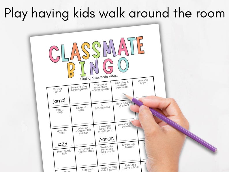 Back to School Bingo, Classmate Bingo Game, Classroom Party Game, Class ...