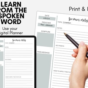 Sermon Notes Template, Printable Sermon Notes,digital Sermon Notes ...