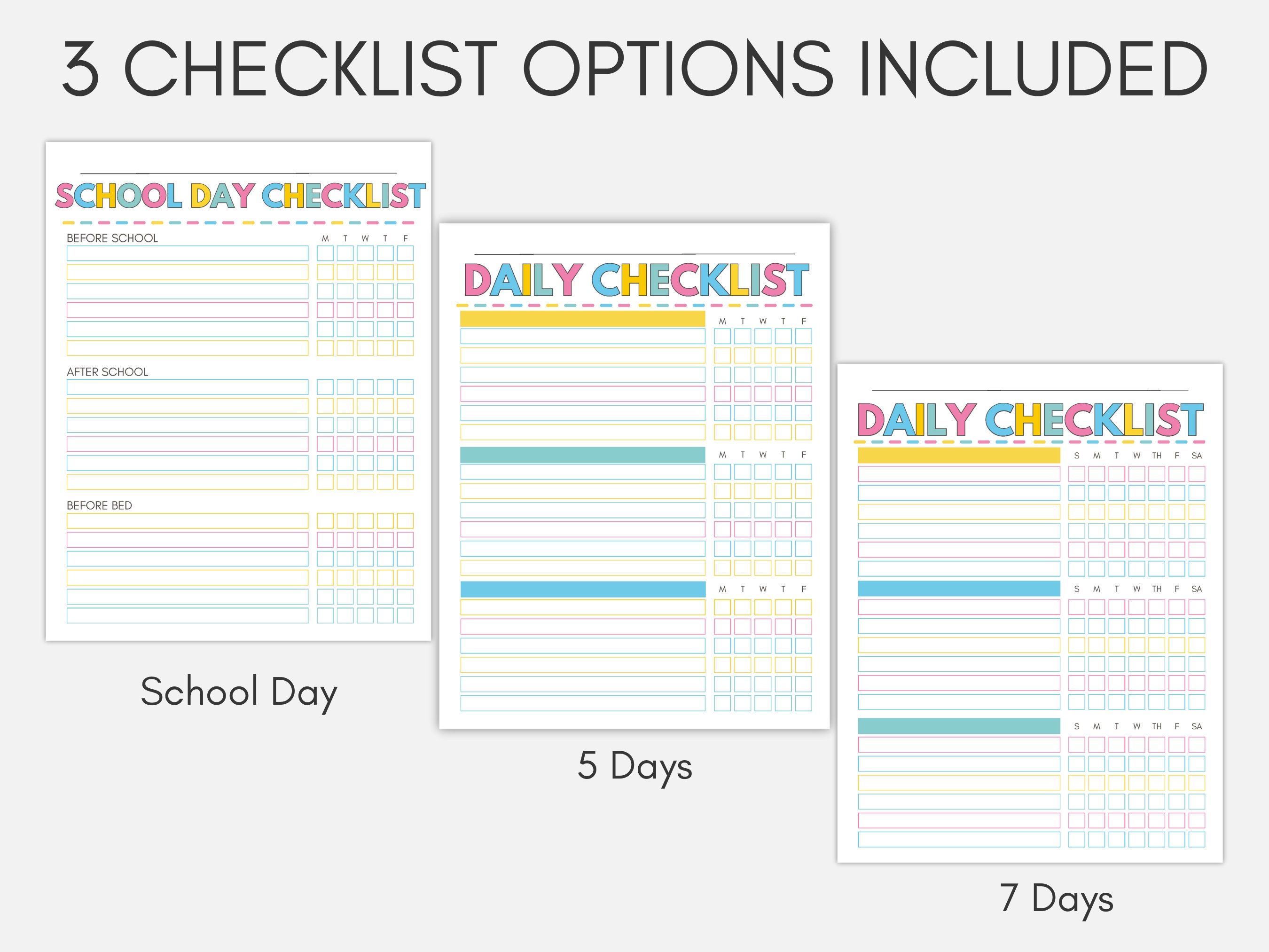 Editable School Planner, Kids School Day Checklist, Routine Chart ...