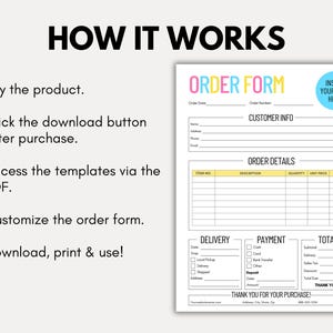 Editable Order Form Template, Small Business Order Form, Custom Order ...