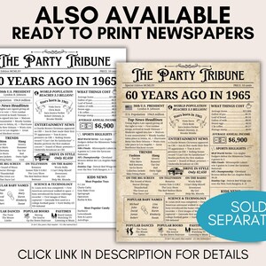 1965 Birthday Poster, 60th Birthday Newspaper, 1965 Newspaper Sign ...