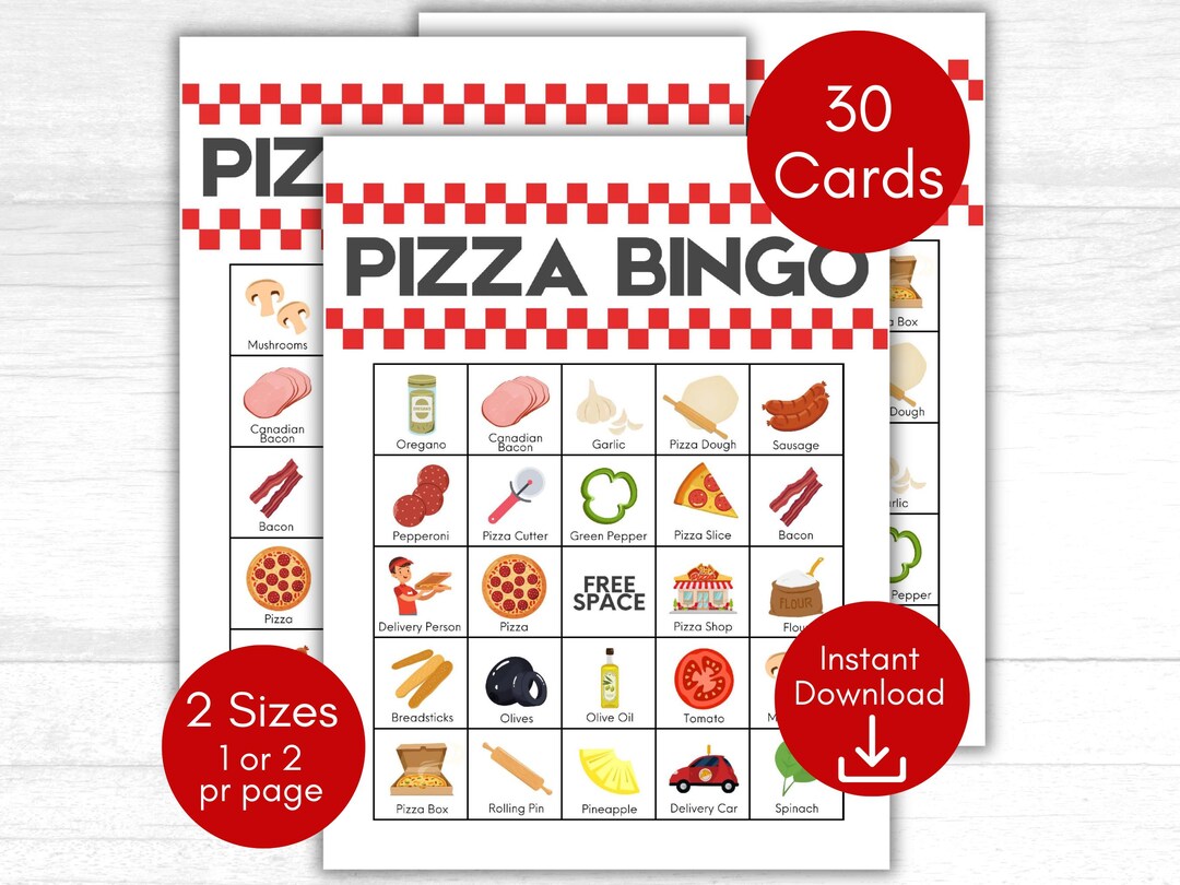 Pizza Bingo, Pizza Party Bingo, Pizza Party Game, Printable Bingo Game ...