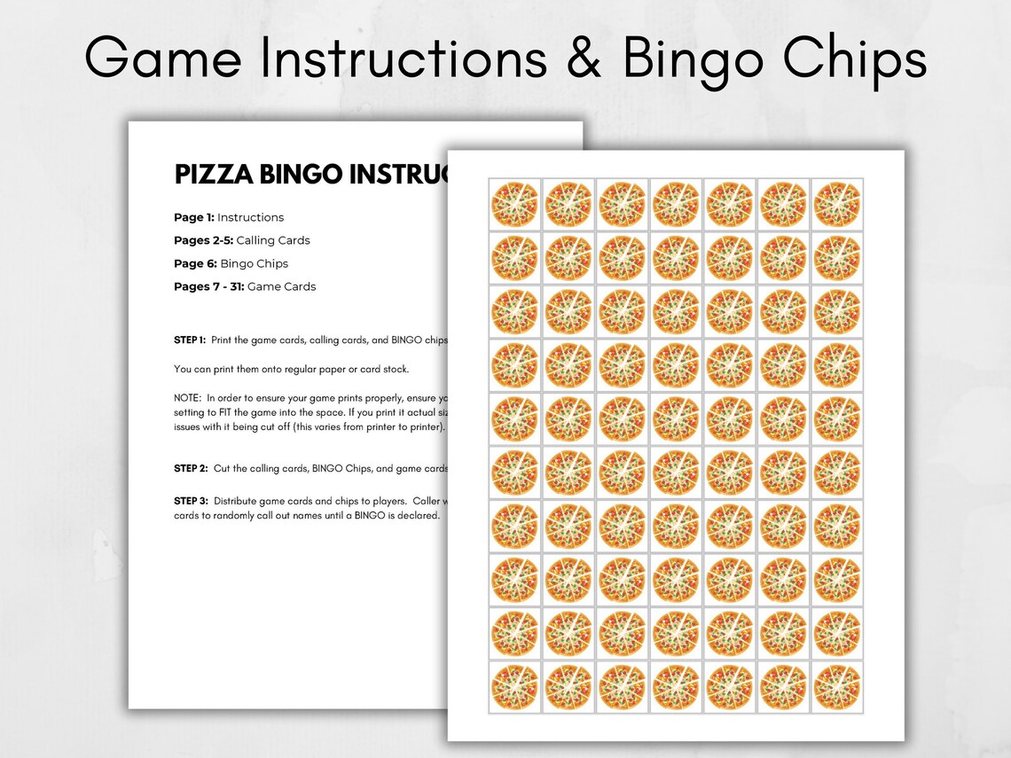 Pizza Bingo, Pizza Party Bingo, Pizza Party Game, Printable Bingo Game ...