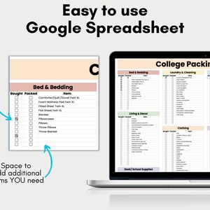 College Packing List, College Dorm Essentials List, Google Sheets ...