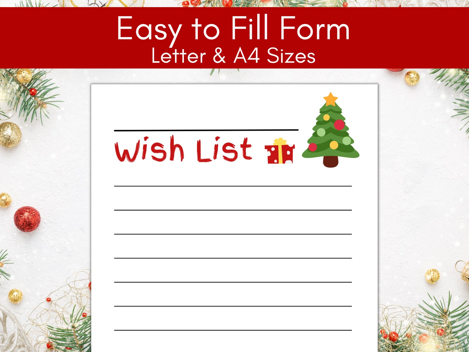 Printable Christmas Gift Wish List Template for Kids, My Wish List ...