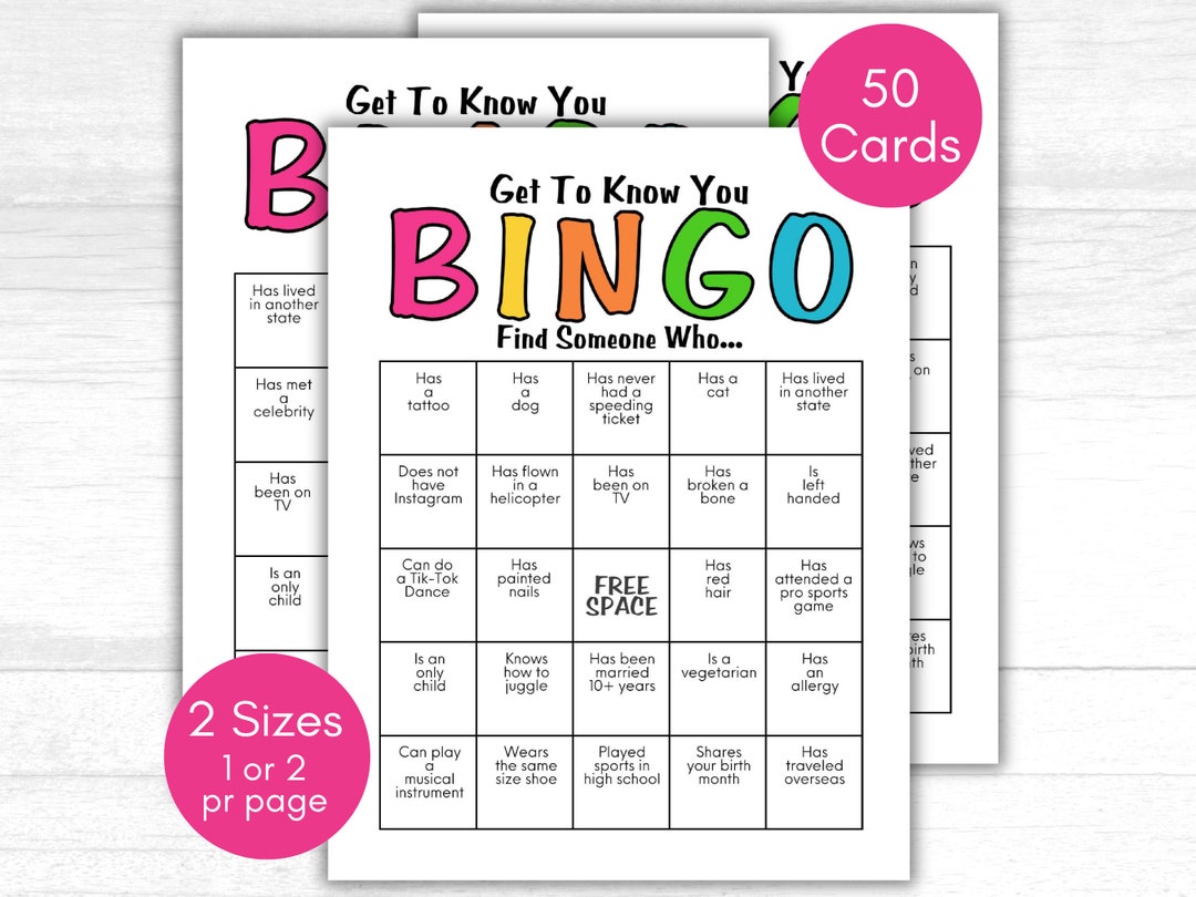 Get to Know You Bingo, Find the Guest Bingo, Icebreaker Bingo ...