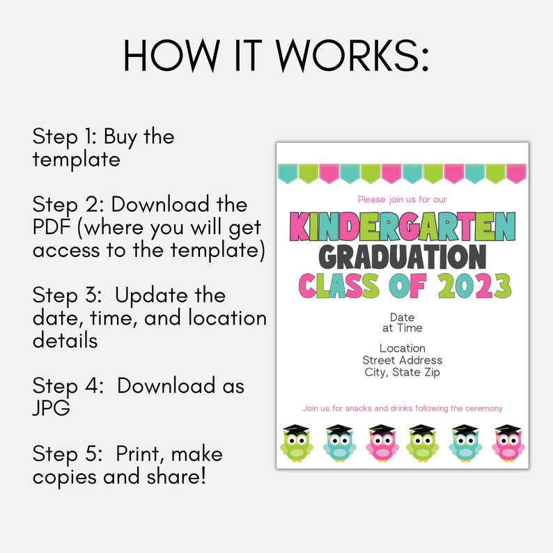 Kindergarten Graduation Invitation Editable Kindergarten - Etsy
