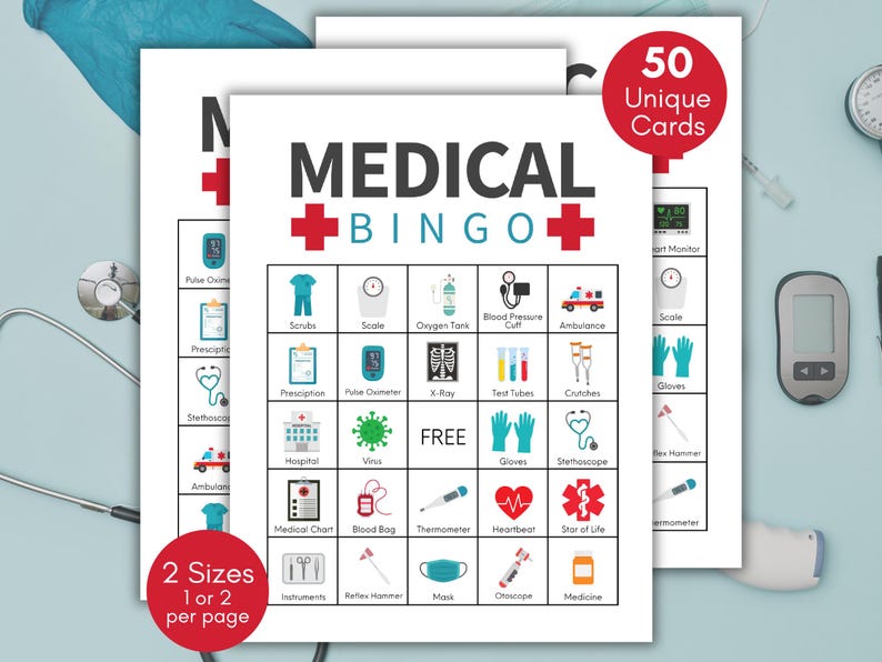 Medical Bingo, Printable Doctor Bingo Cards, Nurse Bingo, Nurse ...