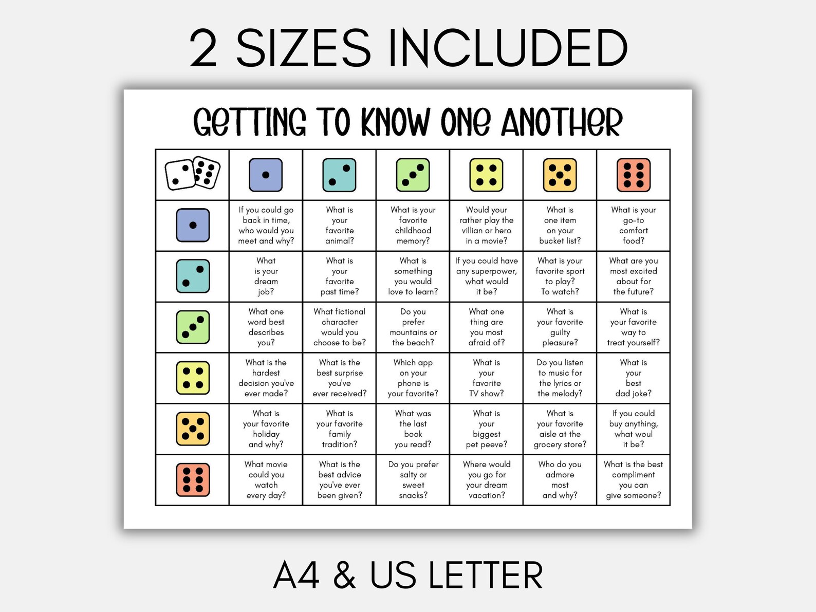 Dicebreaker Game, Roll and Tell Game, Icebreaker Questions, Back to ...