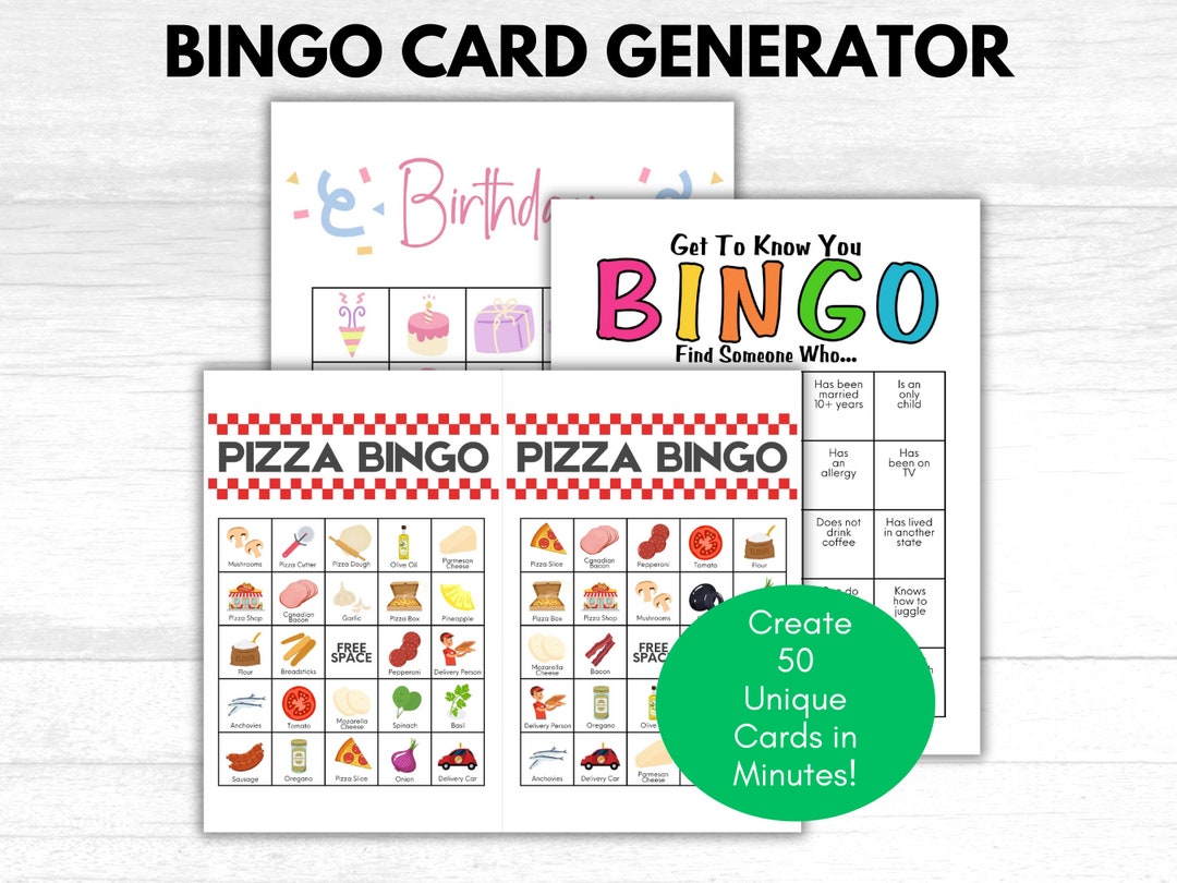Bingo Card Generator, Editable Bingo Card, DIY Fillable Gae Cards ...
