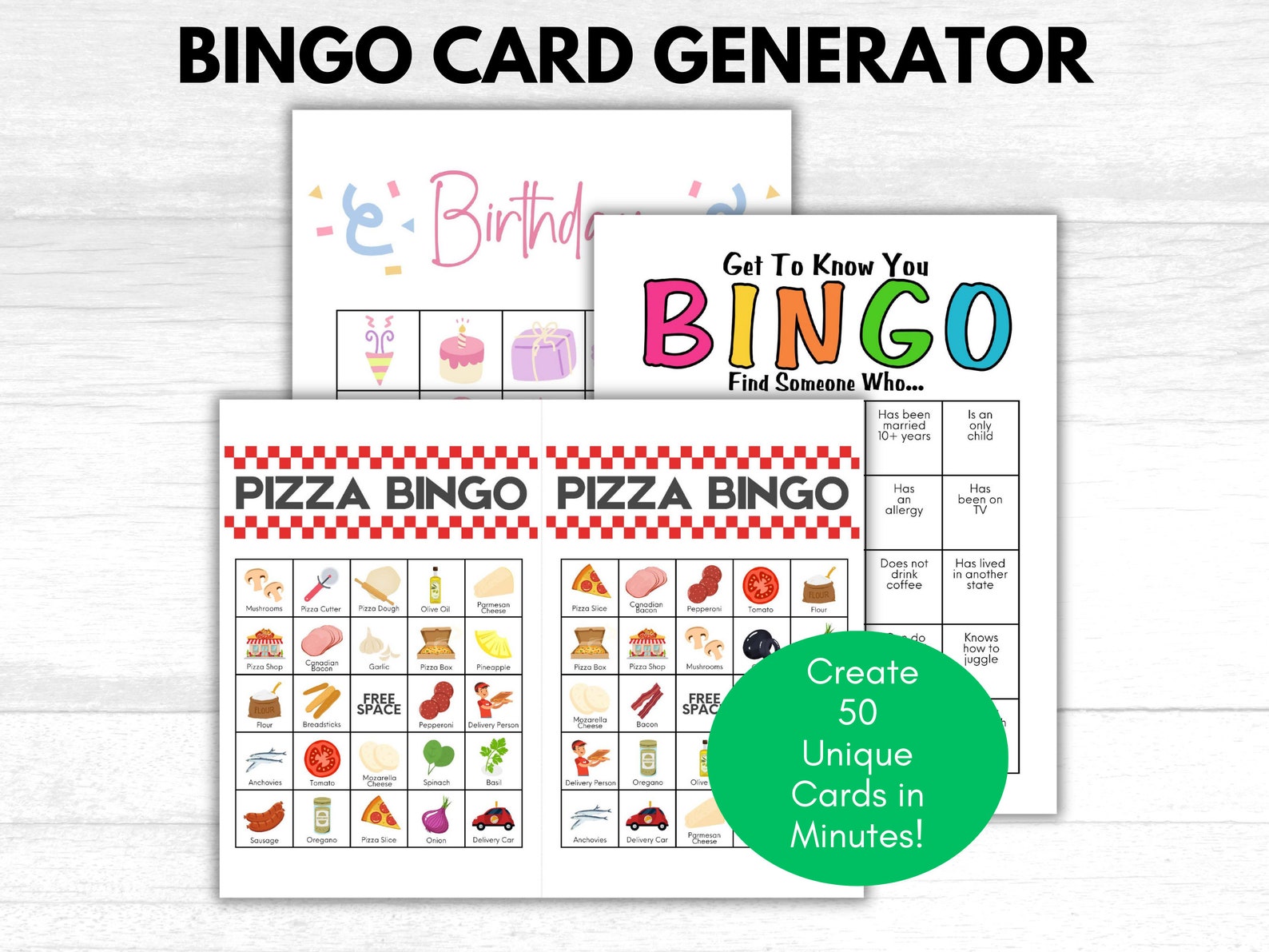 Bingo Card Generator, Editable Bingo Card, DIY Fillable Gae Cards ...