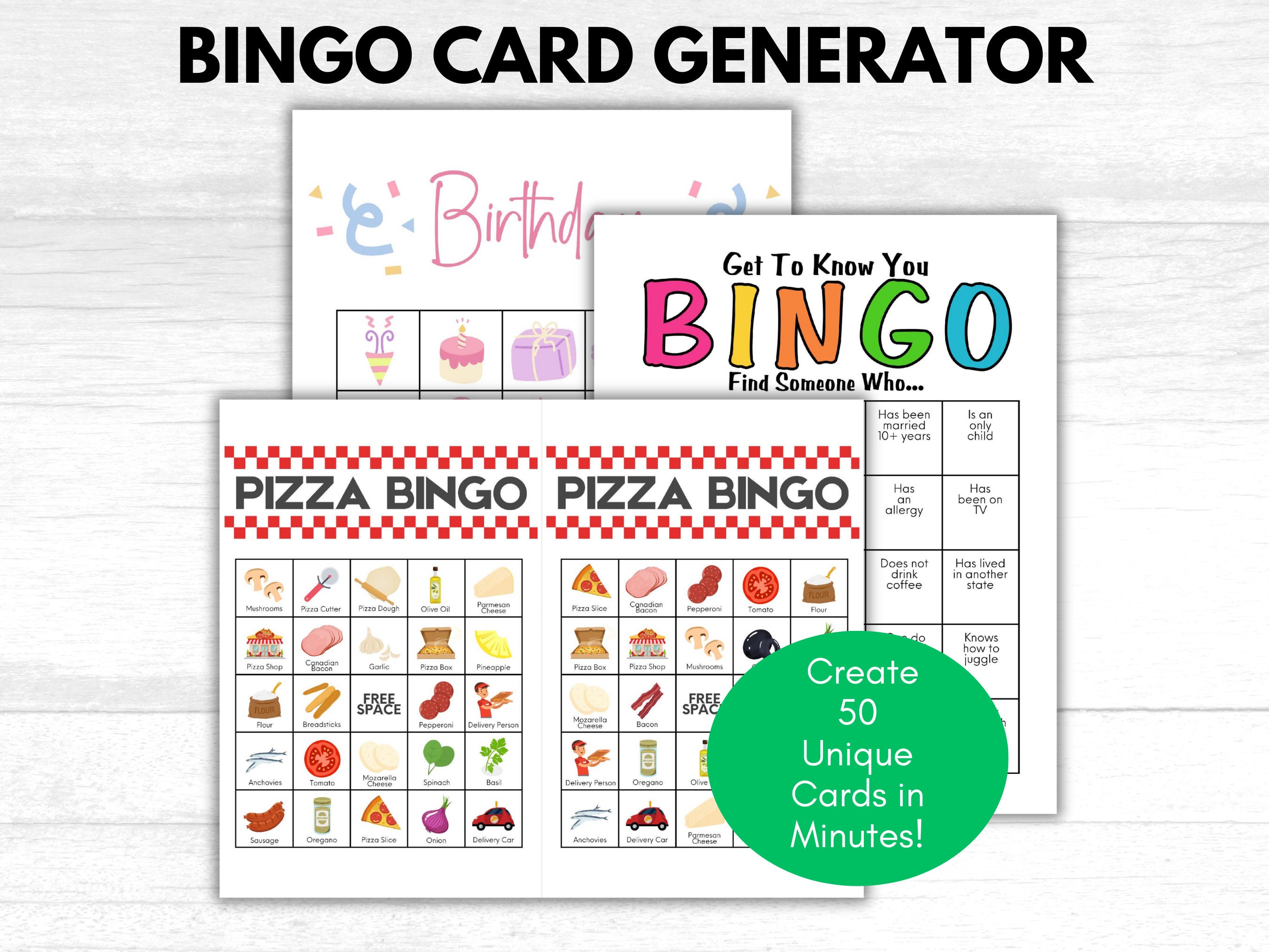 50 Editable Word Bingo Plain Template PDF, DIY Fillable Printable ...
