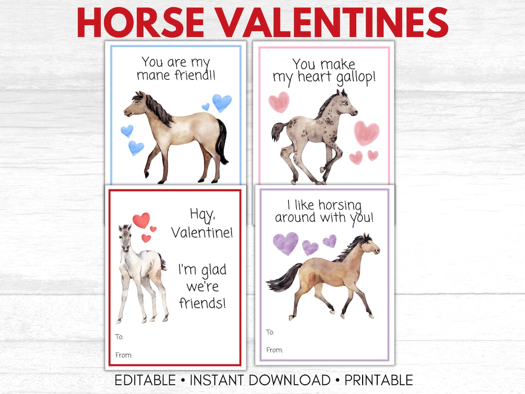 Horse Valentine Cards, Horse Valentines for Kids, Pony Valentines ...