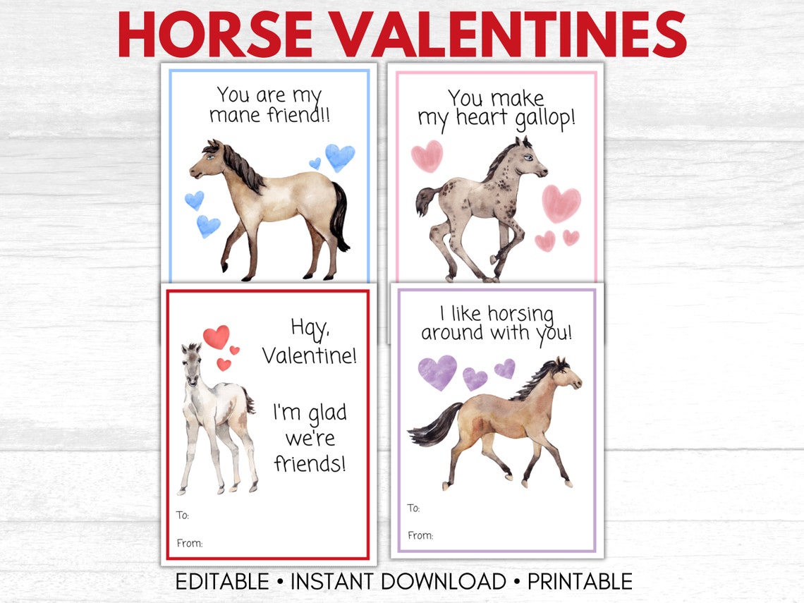 Horse Valentine Cards, Horse Valentines for Kids, Pony Valentines ...