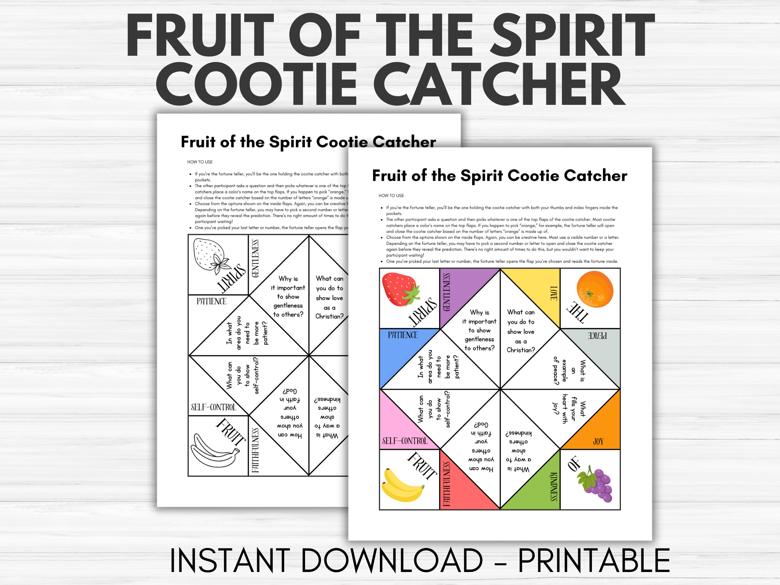 Fruit of the Spirit Cootie Catcher, Fruit of the Spirit Craft, Fruit of ...