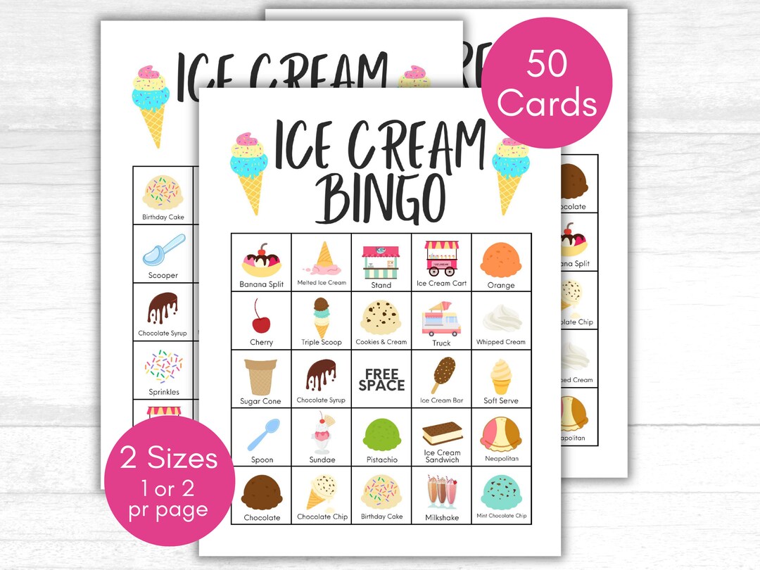 Ice Cream Bingo, Ice Cream Shop Bingo, Printable Bingo Cards, Ice Cream ...
