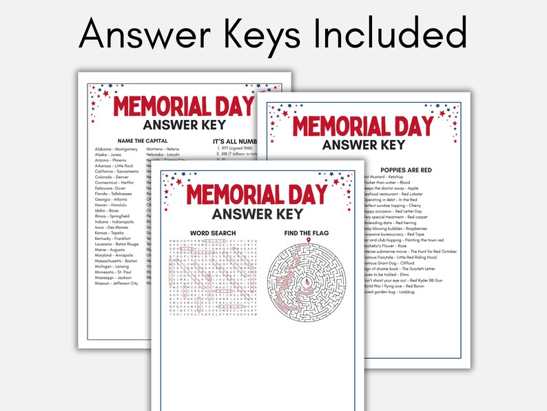Memorial Day Games Bundle, Printable Patriotic Games, Memorial Day ...