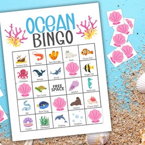 Ocean Bingo, Under the Sea Bingo, 30 Printable Ocean Bingo Cards ...